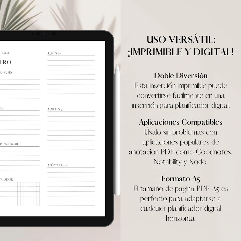 Agenda Semanal Horizontal 2025 En 2 Páginas | Insertable PDF Imprimible ...