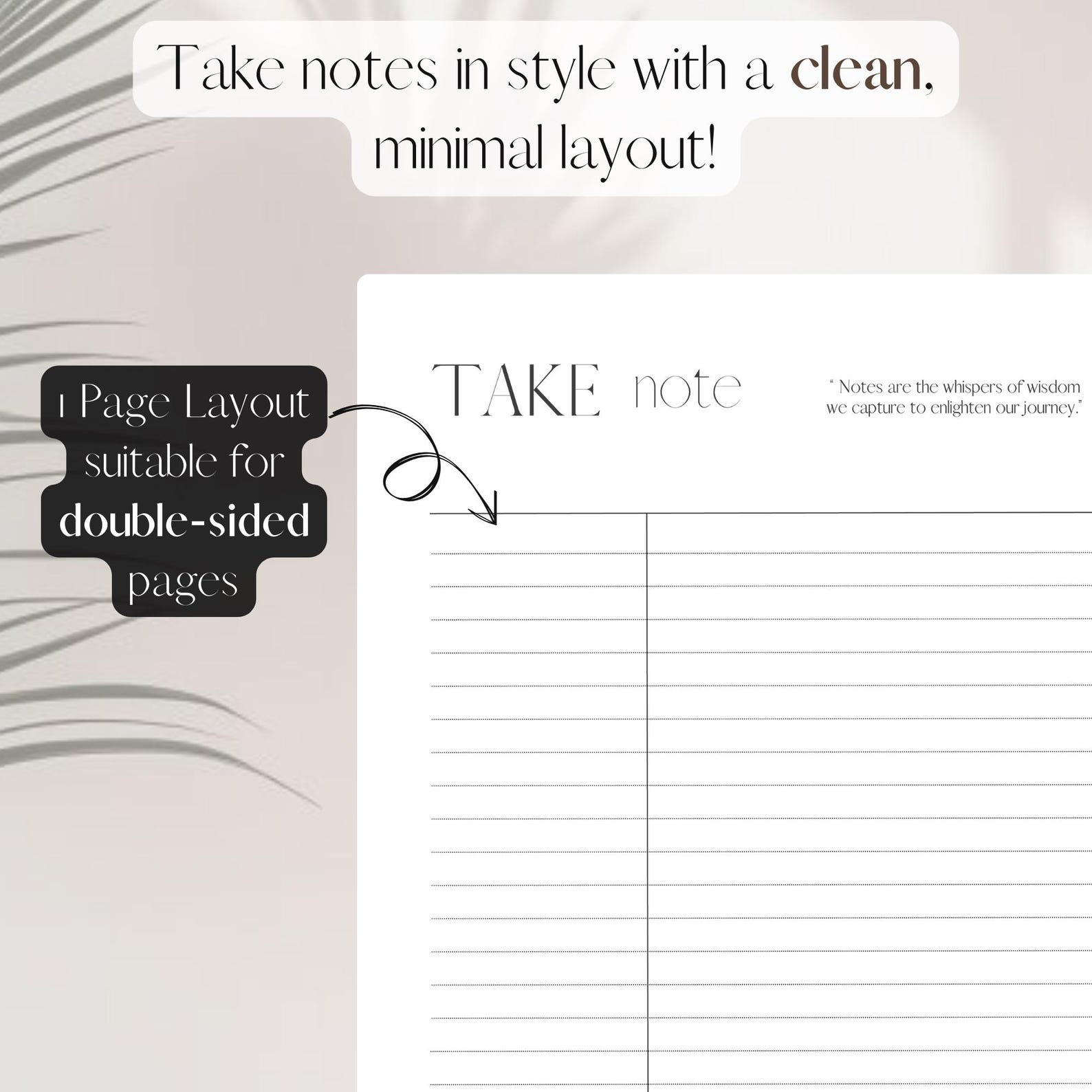 Take Note | PNG Digital + PDF Printable Planner Insert | Set - Etsy
