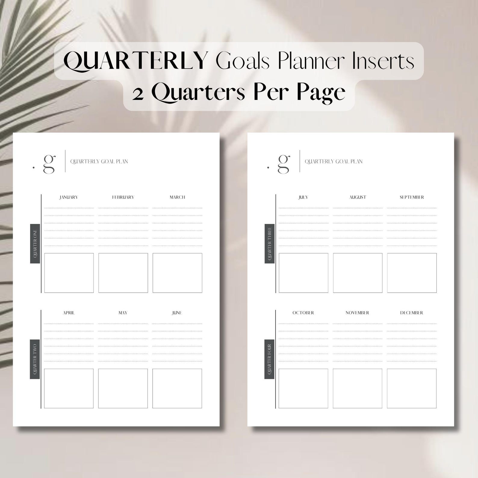 Goals Quarterly Plan Insert | PDF Printable | Monthly Goals Planner ...
