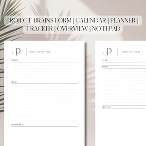 Project Planner + Project Tracker Set | 6 Pages | PDF Printable Planner ...