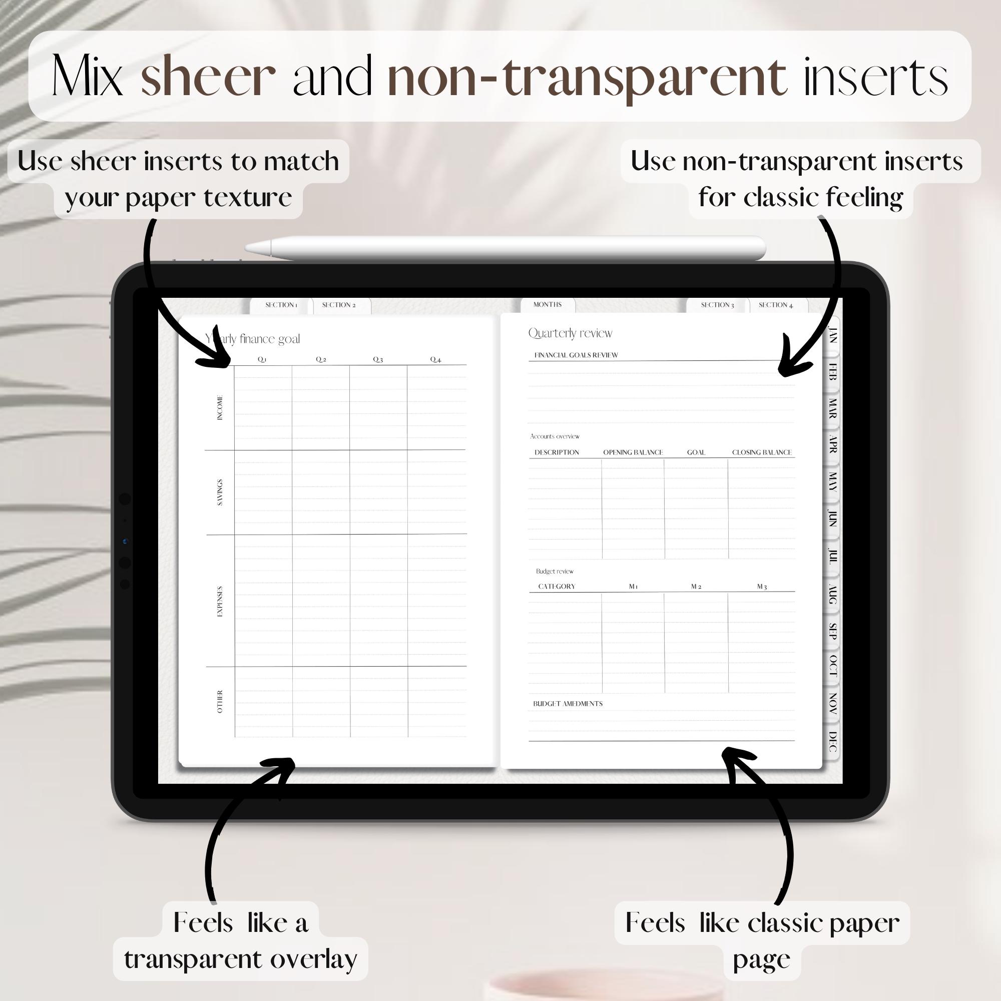 Finance Planner | PNG Digital + PDF Printable Planner Insert | Set - Etsy