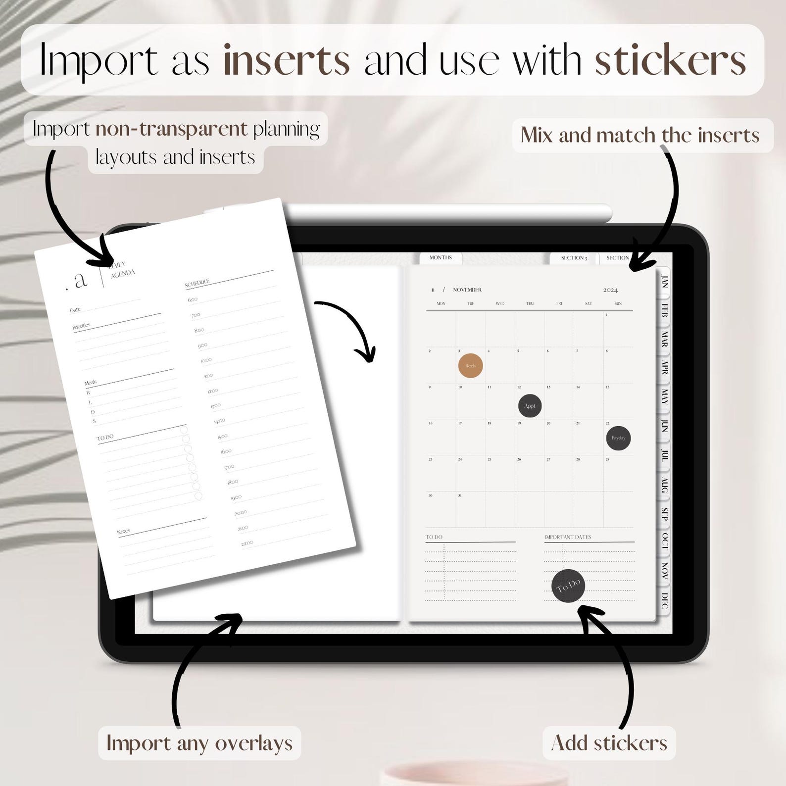 Daily Agenda Scheduled UNDATED | PNG Digital + PDF Printable Planner ...