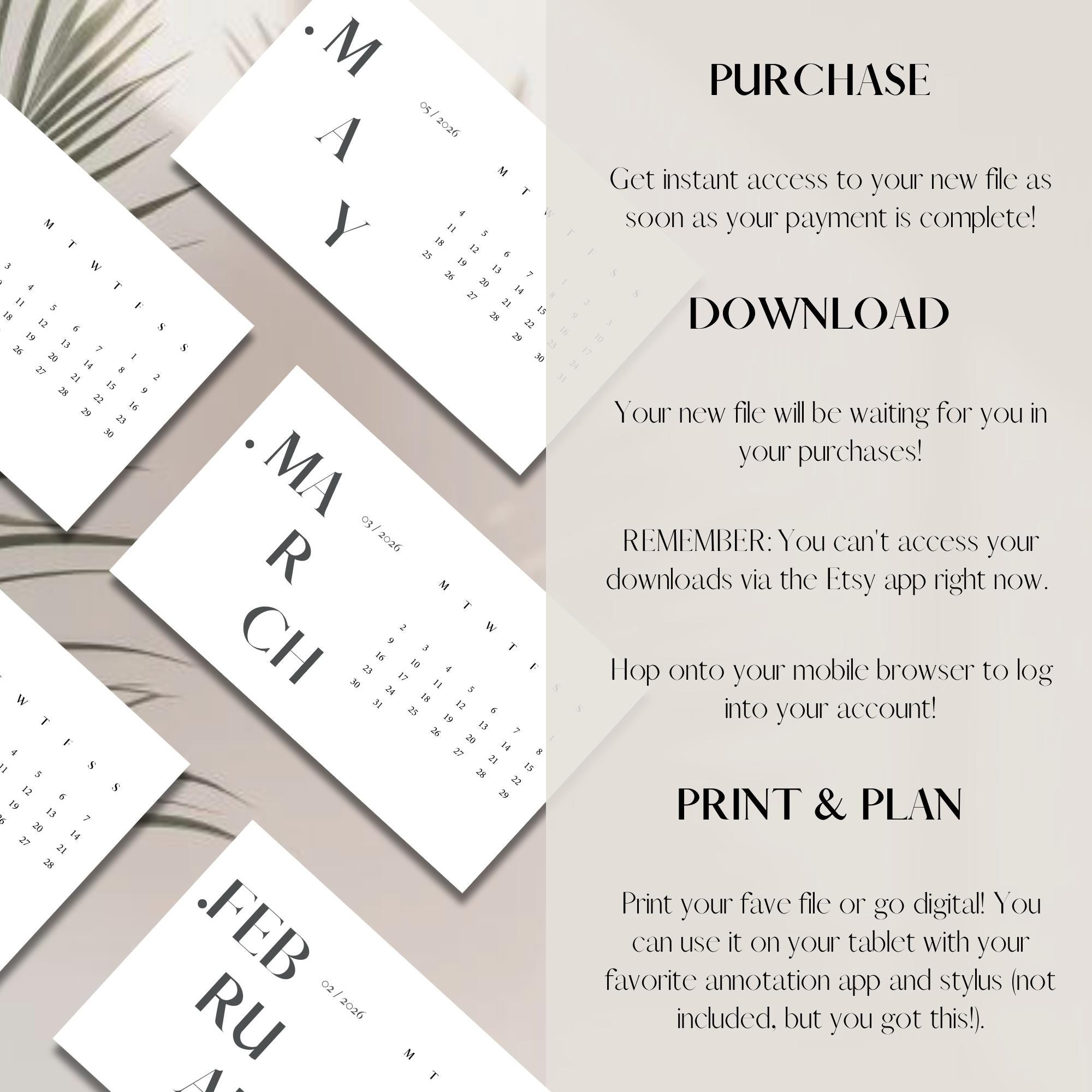 2026 Mini Calendar Cards - Bold | Calendar Dashboards | Printable ...