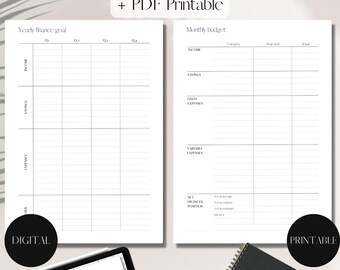 Finance Planner | PNG Digital + PDF Printable Planner Insert | Set - Etsy