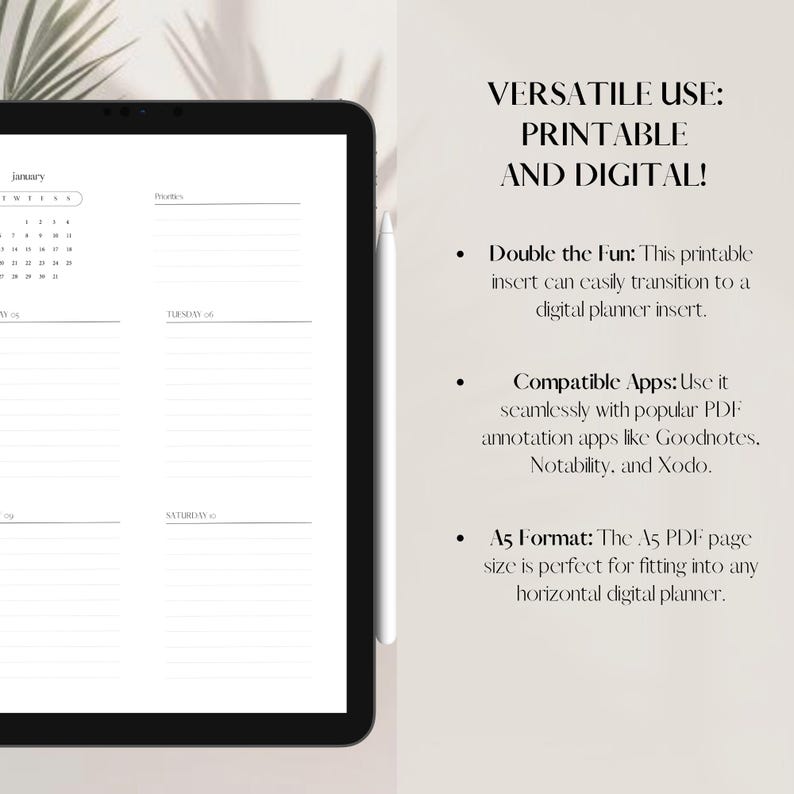 2026 Dated Vertical Weekly Agenda on 2 Pages | PDF Printable Planner ...