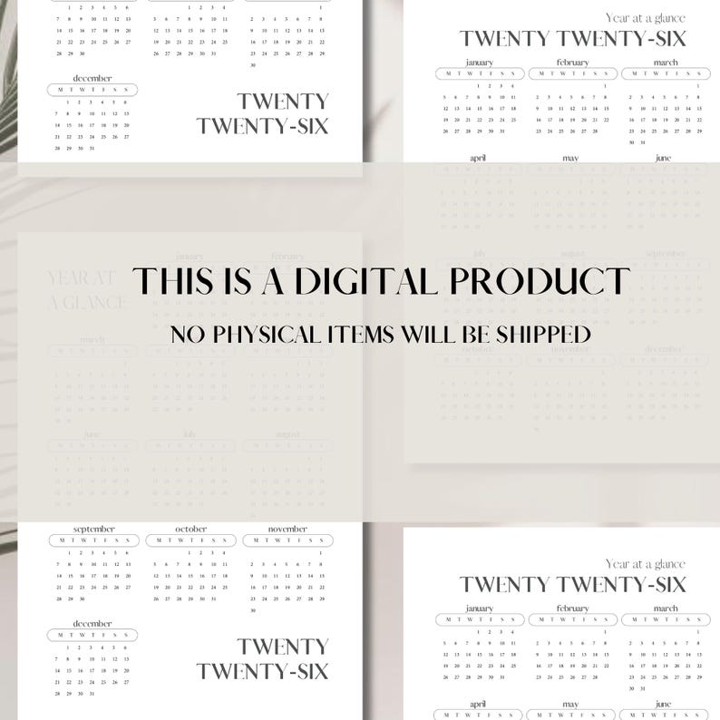 2026 Year at A Glance Dashboards | PDF Printable Planner Insert | 2026 ...