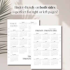 2025 Year at A Glance Dashboards | PDF Printable Planner Insert | 2025 ...