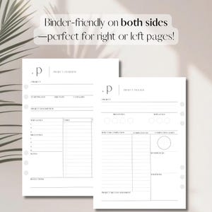 Project Planner + Project Tracker Set | 6 Pages | PDF Printable Planner ...