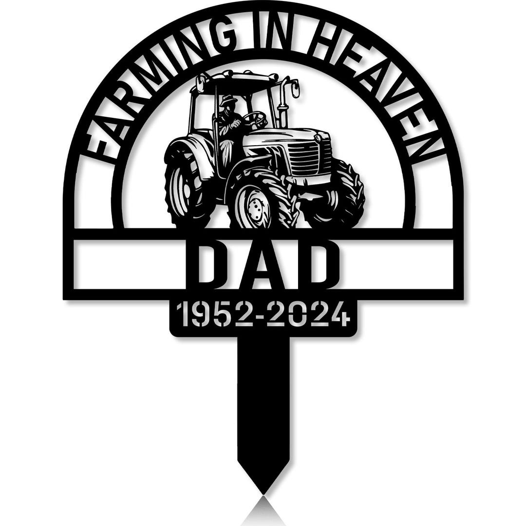 Personalized Memorial Garden Stake Metal, Farmer on Tractor Grave ...