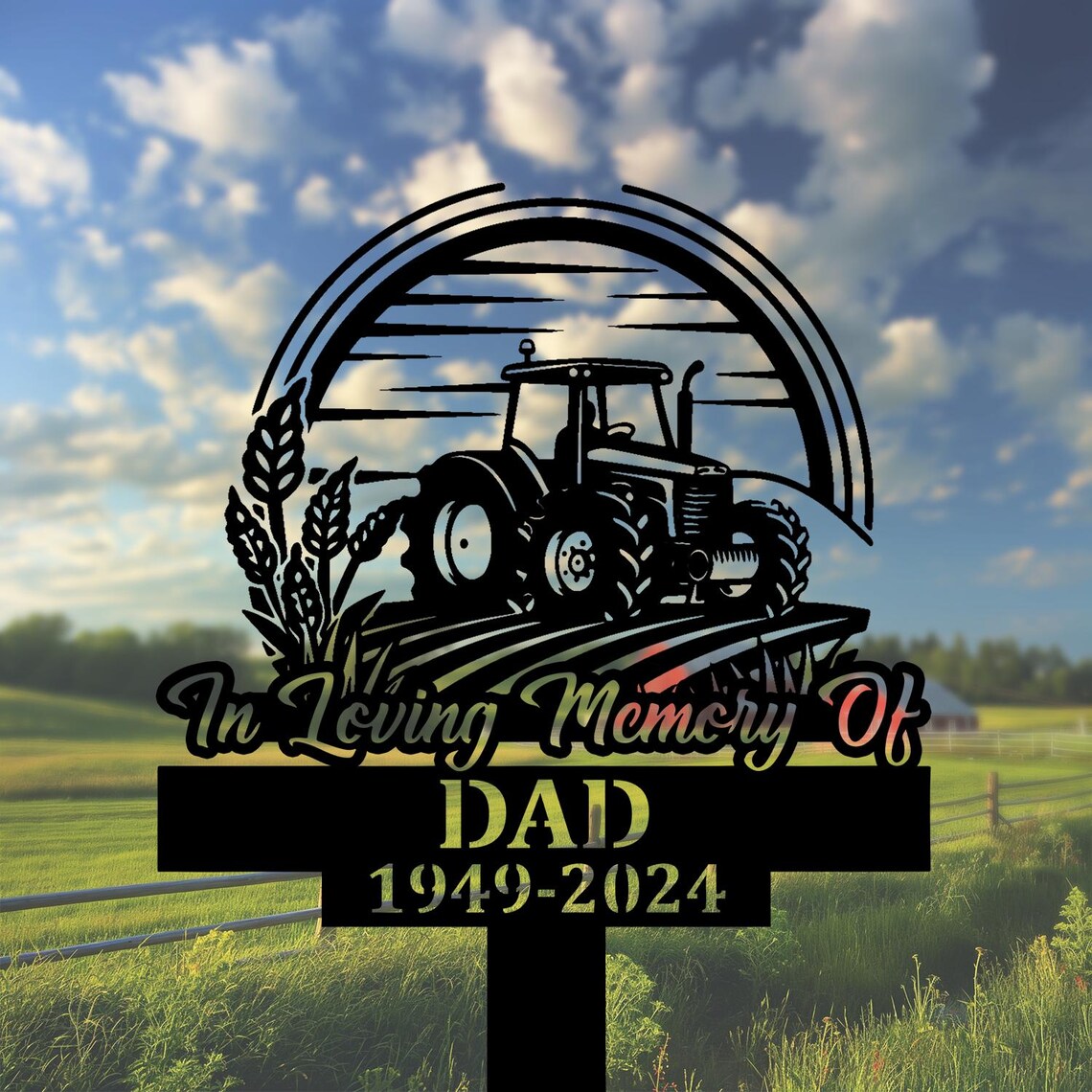 Personalized Farmer on Tractor Memorial Garden Stakes, Farmer Grave ...