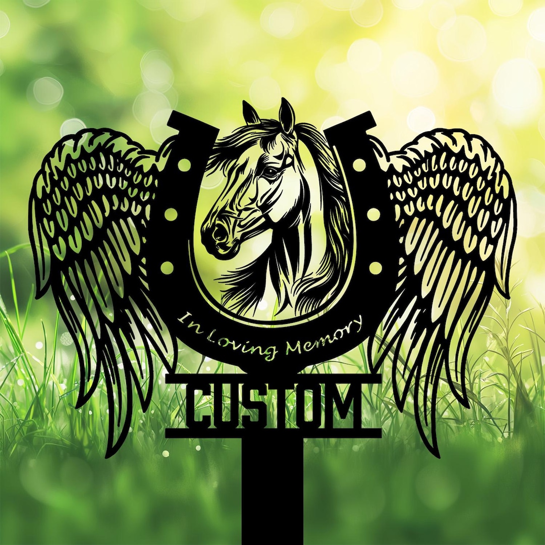 Personalized Pony Horse Memorial Garden Stake, Elegant Pony Horse Head ...