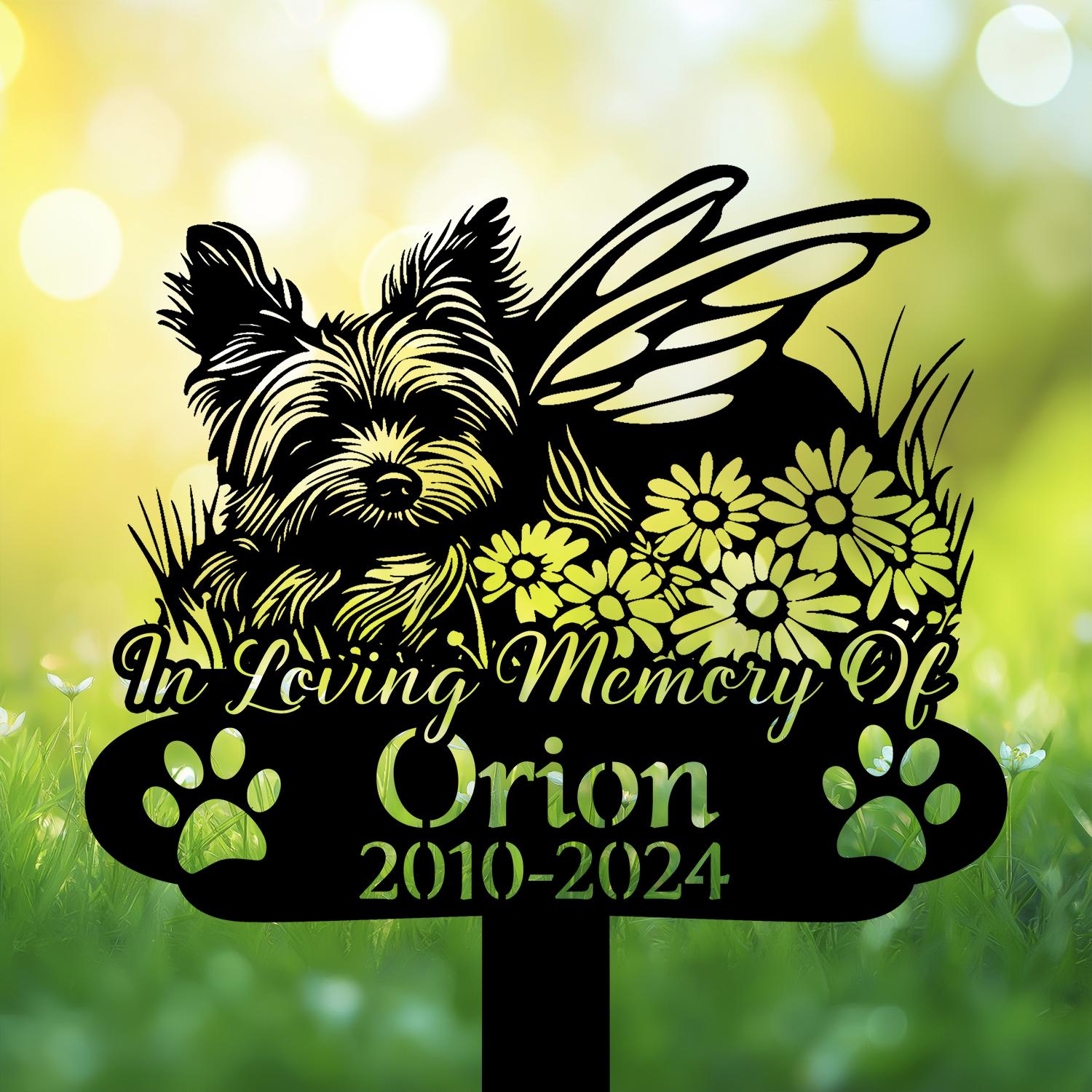 Personalized Yorkie Dog Memorial Garden Stakes, Angel Yorkshire Terrier ...