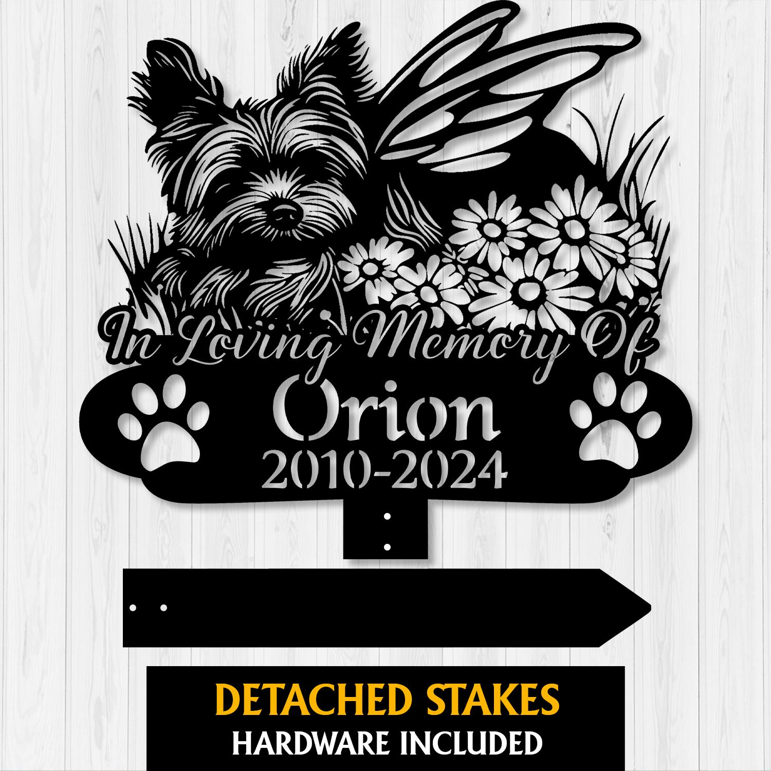 Personalized Yorkie Dog Memorial Garden Stakes, Angel Yorkshire Terrier ...