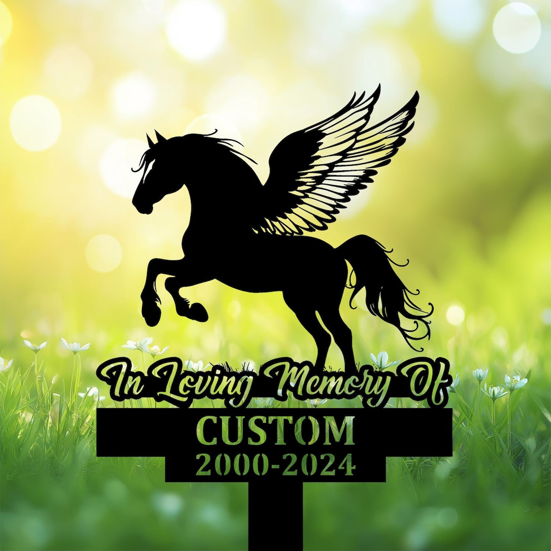 Personalized Pony Horse Memorial Garden Stake, Angel Horse Rearing ...