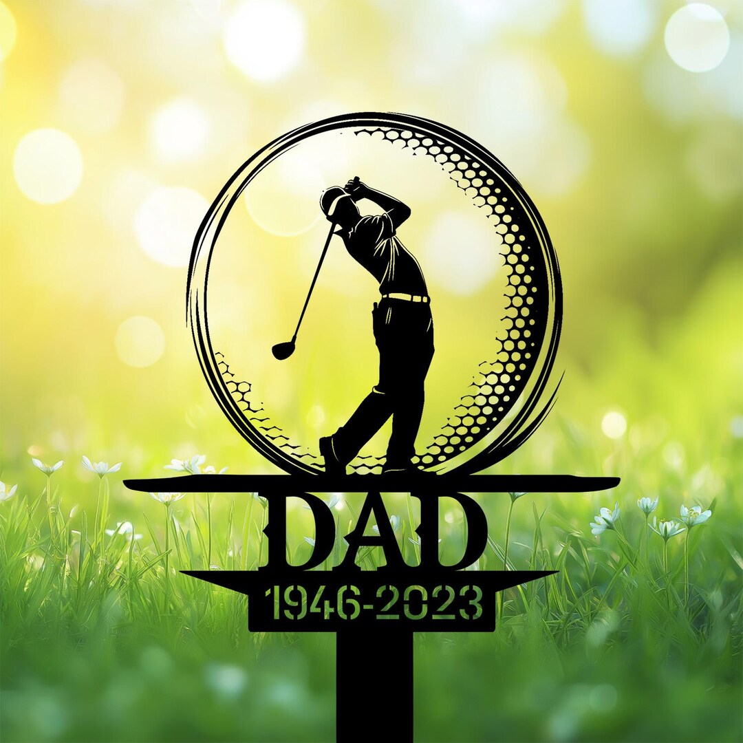 Personalized Golf Grave Marker, Custom Golfer Silhouette Memorial ...