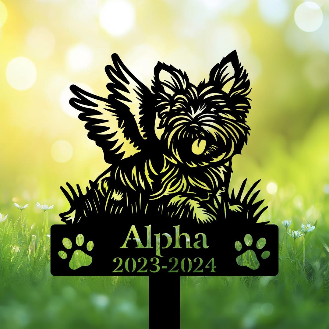 Personalized Yorkie Dog Memorial Garden Stakes, Happy Angel Yorkshire ...