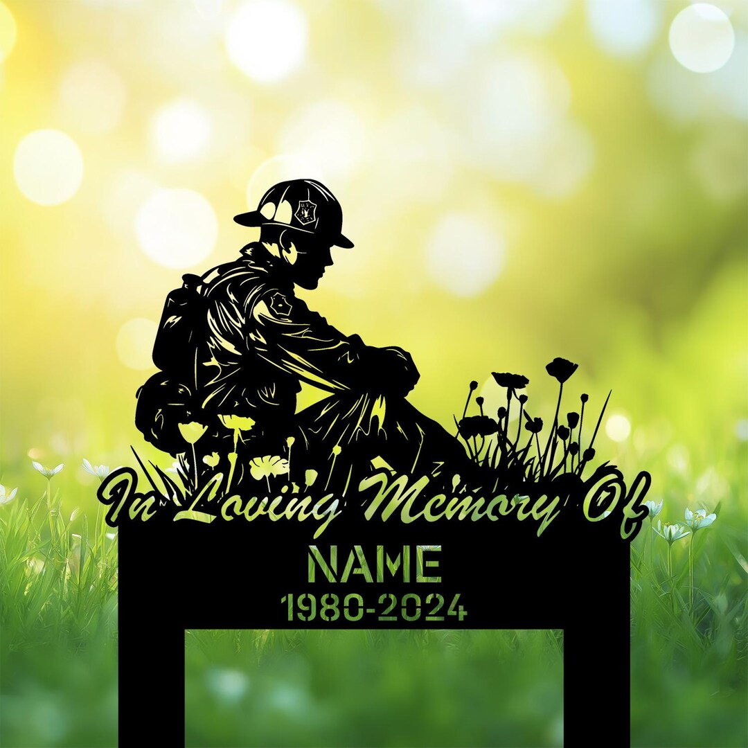 Personalized Firefighter Memorial Garden Stakes, Firefighter Poppy ...