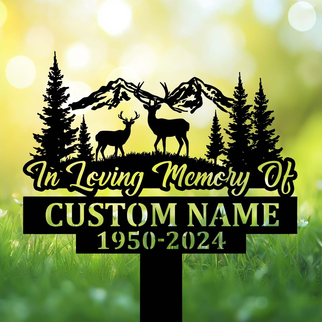 Personalized Hunting Memorial Garden Stakes, Hunting Couple Deer Grave ...