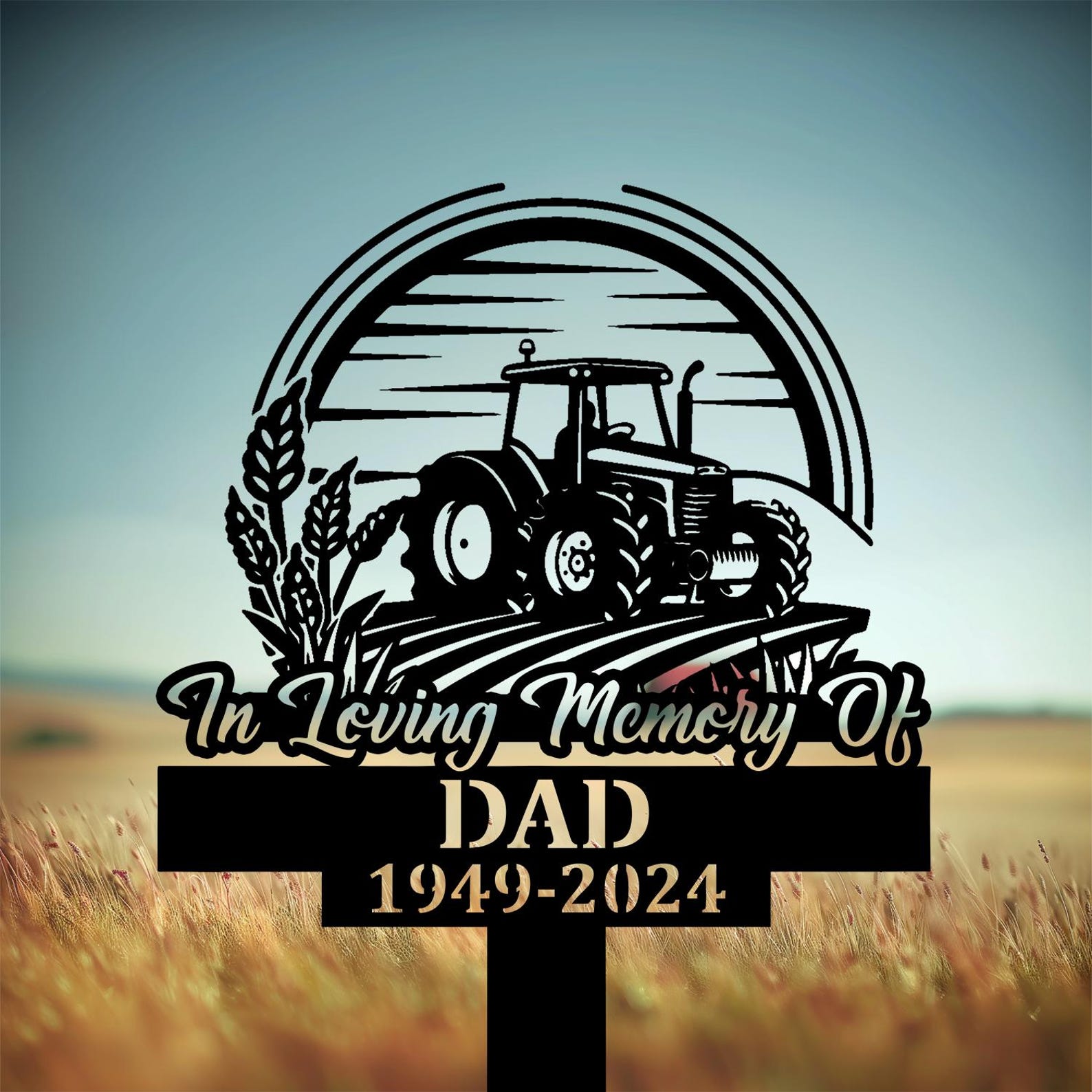 Personalized Farmer on Tractor Memorial Garden Stakes, Farmer Grave ...