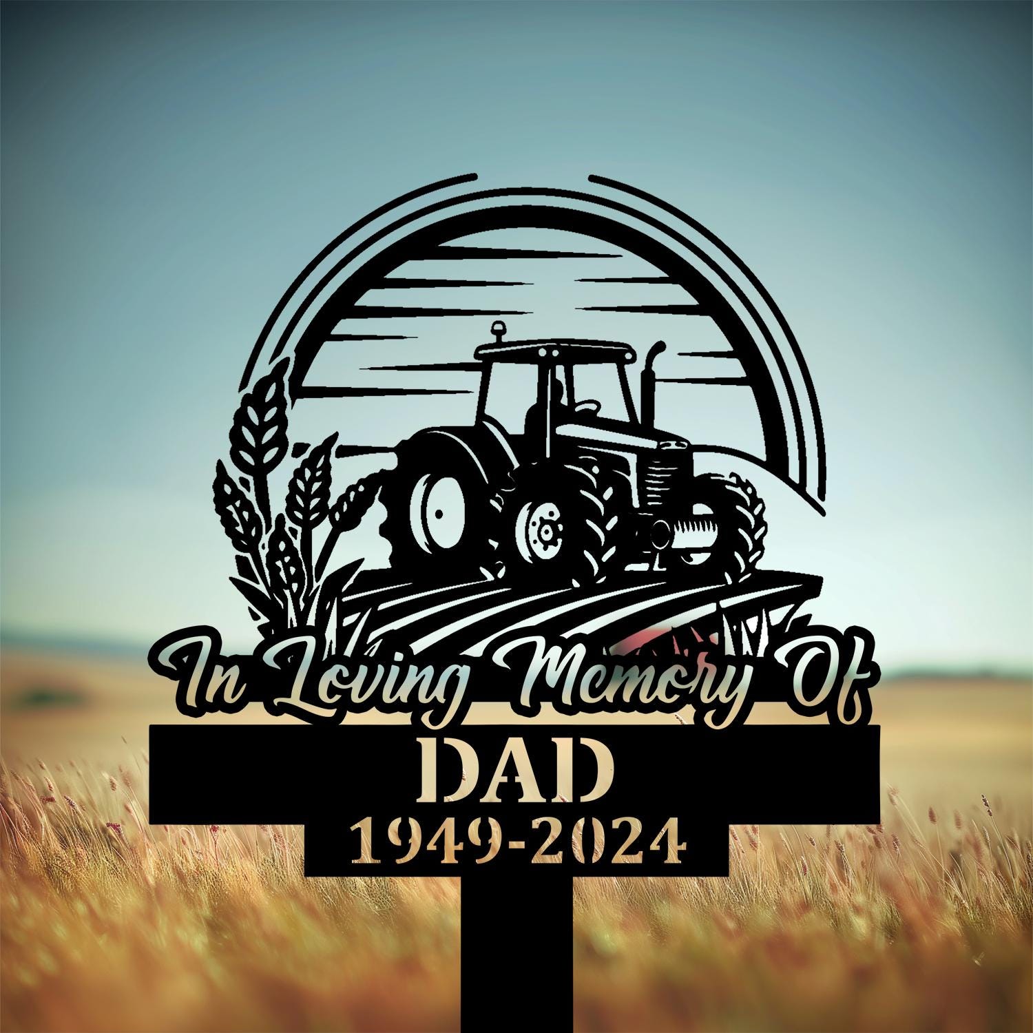 Personalized Farmer on Tractor Memorial Garden Stakes, Farmer Grave ...