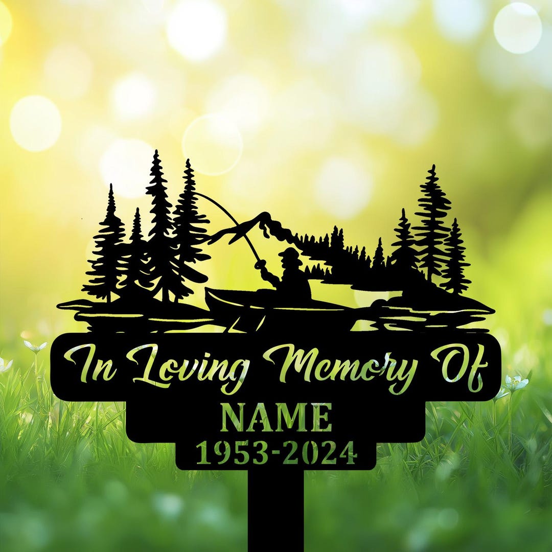 In Loving Memory Fisherman Memorial Sign, Personalized Fishing Tribute ...