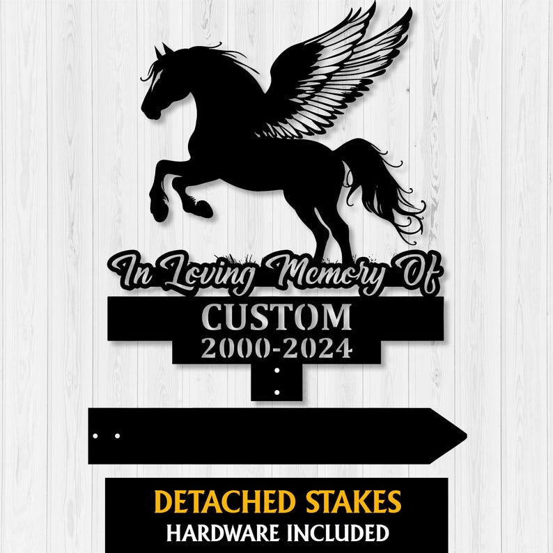 Personalized Pony Horse Memorial Garden Stake, Angel Horse Rearing ...