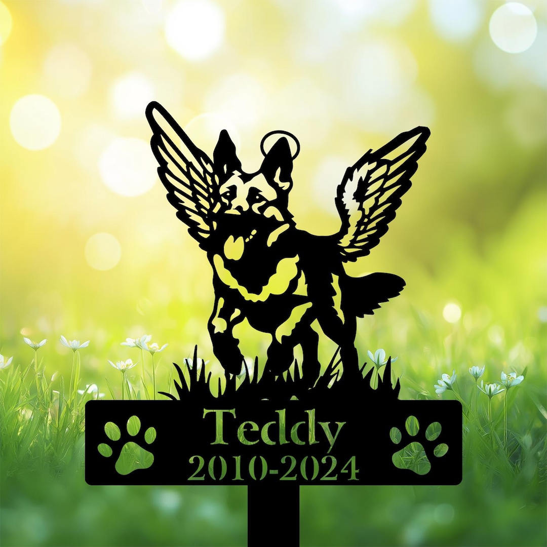 Personalized German Shepherd Memorial Garden Stakes, Angel German ...