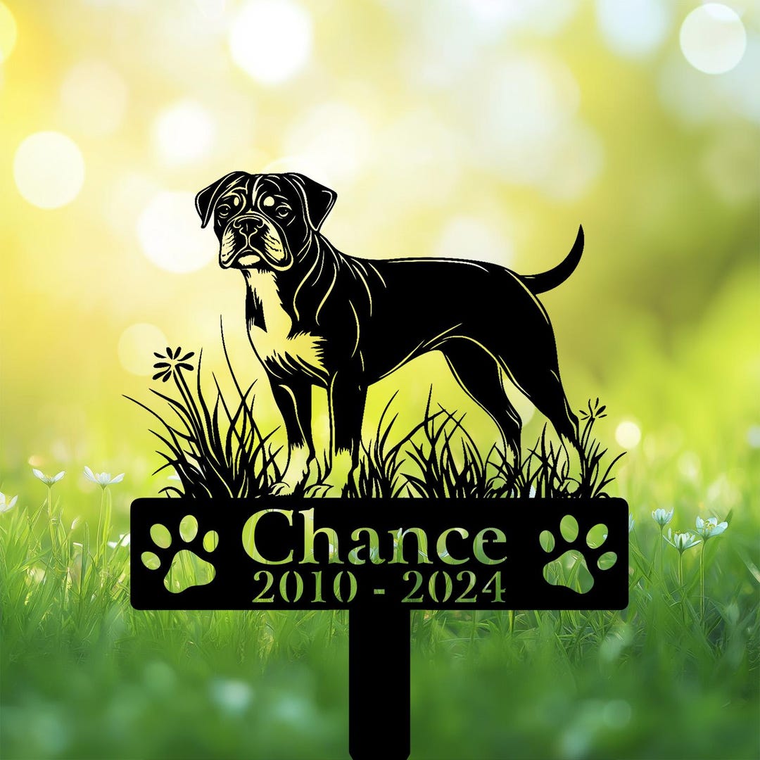 Personalized Boxer Dog Memorial Garden Stakes, Custom Boxer Standing ...