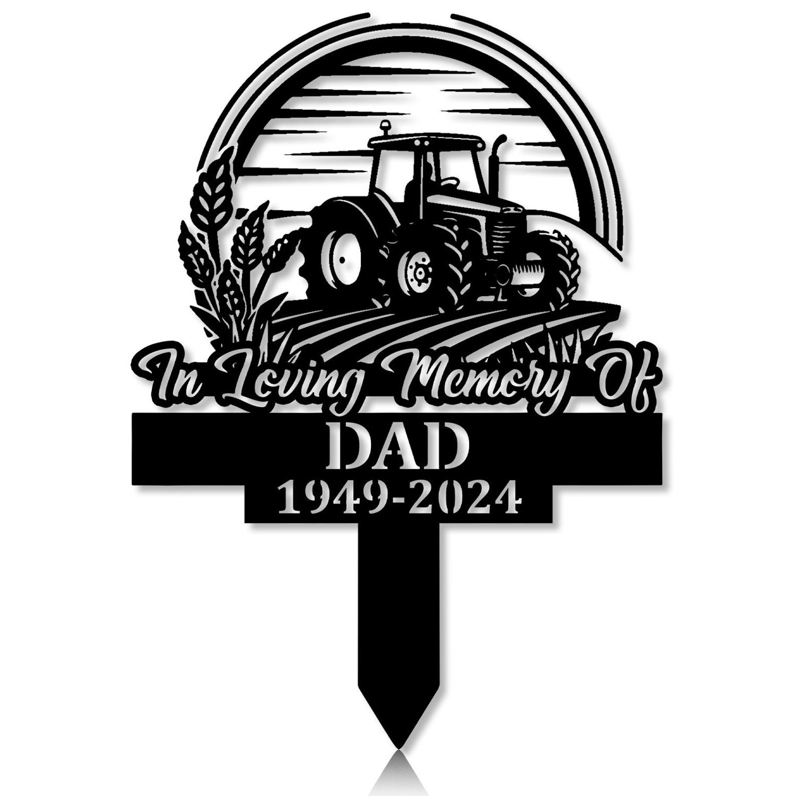 Personalized Farmer on Tractor Memorial Garden Stakes, Farmer Grave ...