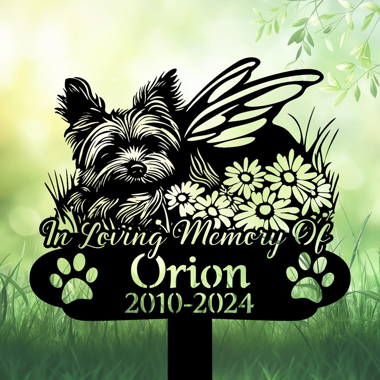 Personalized Yorkie Dog Memorial Garden Stakes, Angel Yorkshire Terrier ...