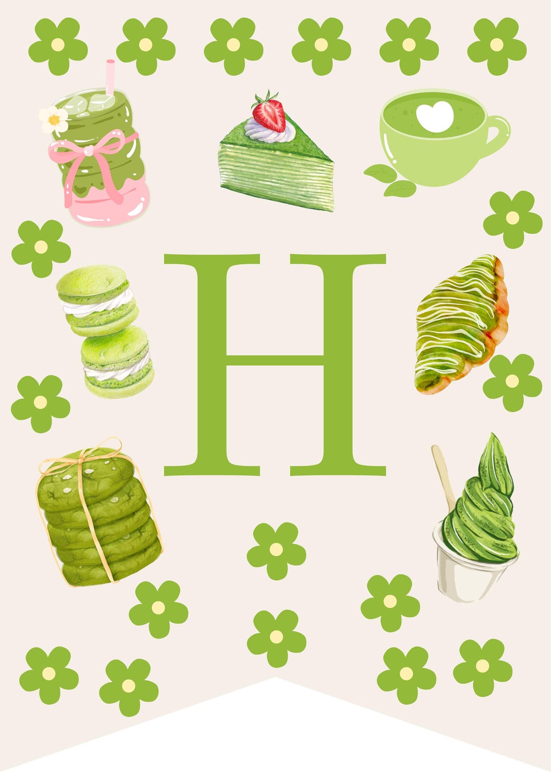 Matcha Birthday Banner: Pastel Green Tea Party Decor (digital Download ...