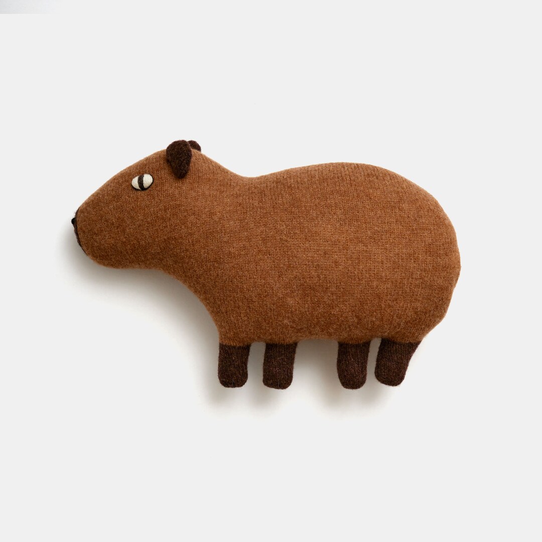 Cappy the Capybara Knitted Lambswool Soft Toy Plush in Stock - Etsy