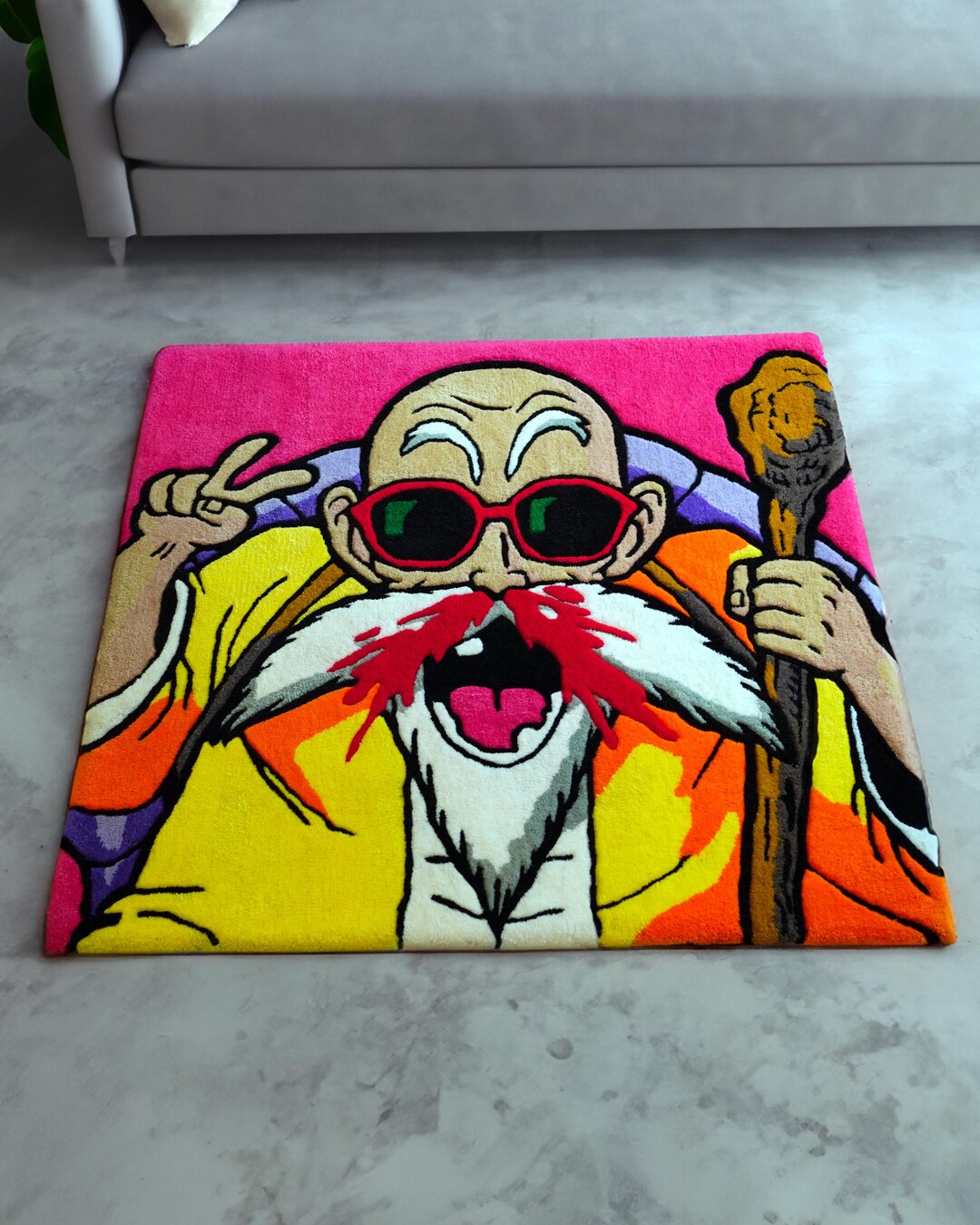 Tufted Rug Turtle Genius 100x100 Cm Manga Inspired Art - Etsy