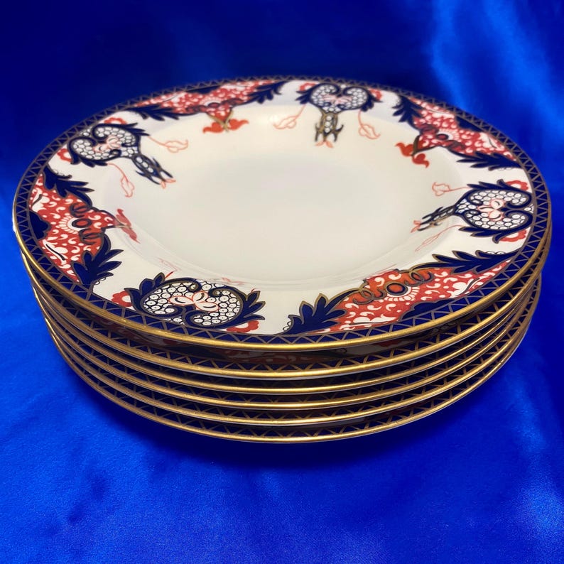 Royal Crown Derby 1936y Porcelain 1270 Pattern Set of 6 Plates 9 1/2”H ...