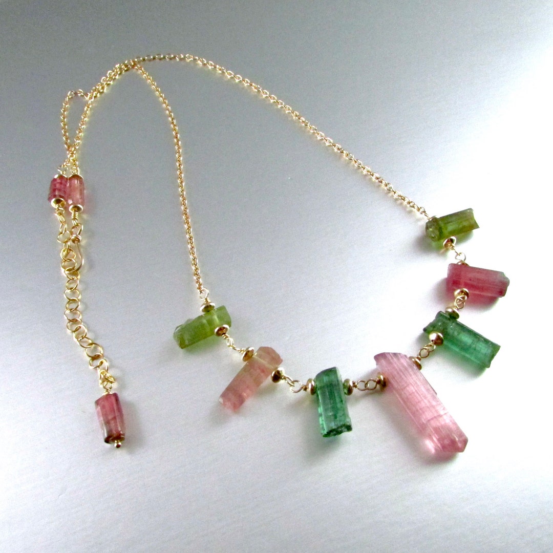 Watermelon Tourmaline Necklace - Etsy