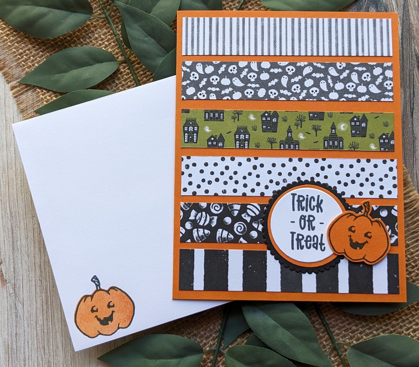 Halloween Handmade Card | Handstamped Trick or Treat Greeting Card and ...