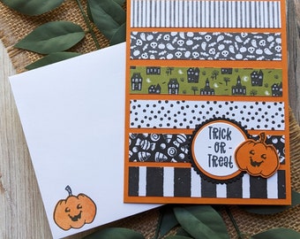 Halloween Handmade Card | Handstamped Trick or Treat Greeting Card and ...