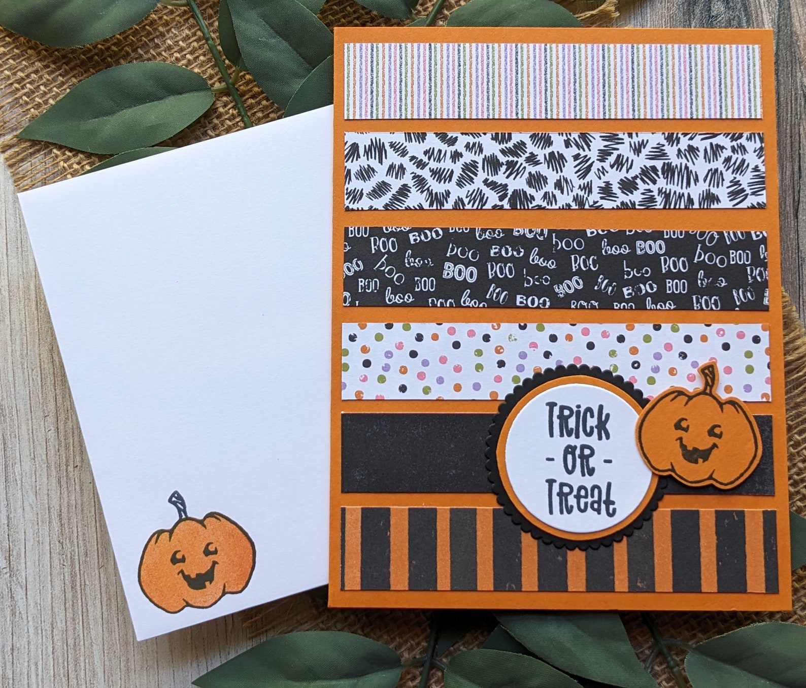 Halloween Handmade Card | Handstamped Trick or Treat Greeting Card and ...