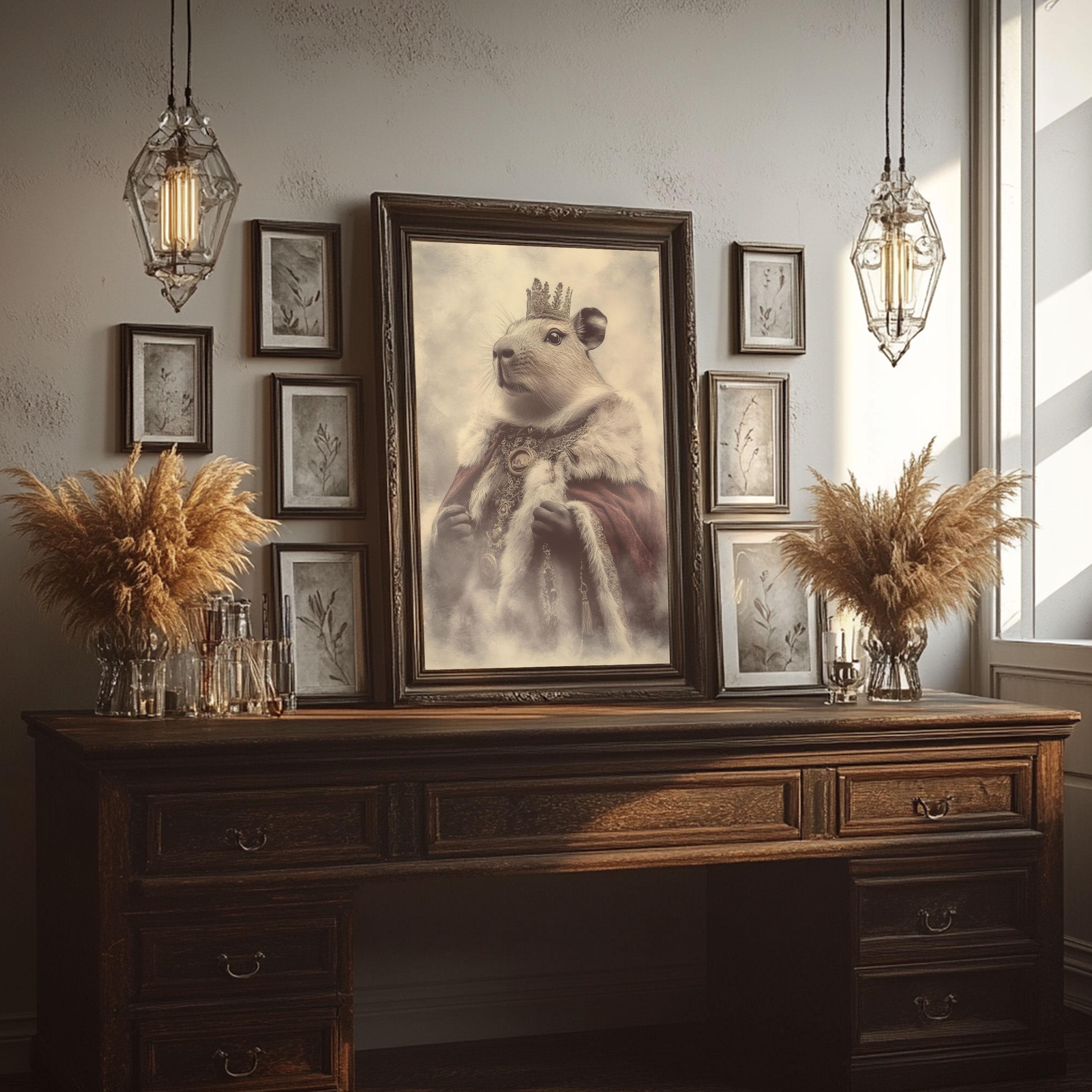 Queen Capybara Art Print | Frontier Critters | Wild West Capybara ...