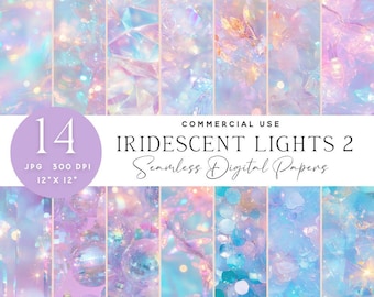 Iridescent Seamless Digital Paper 300 Dpi | Pastel Hearts Iridescence ...