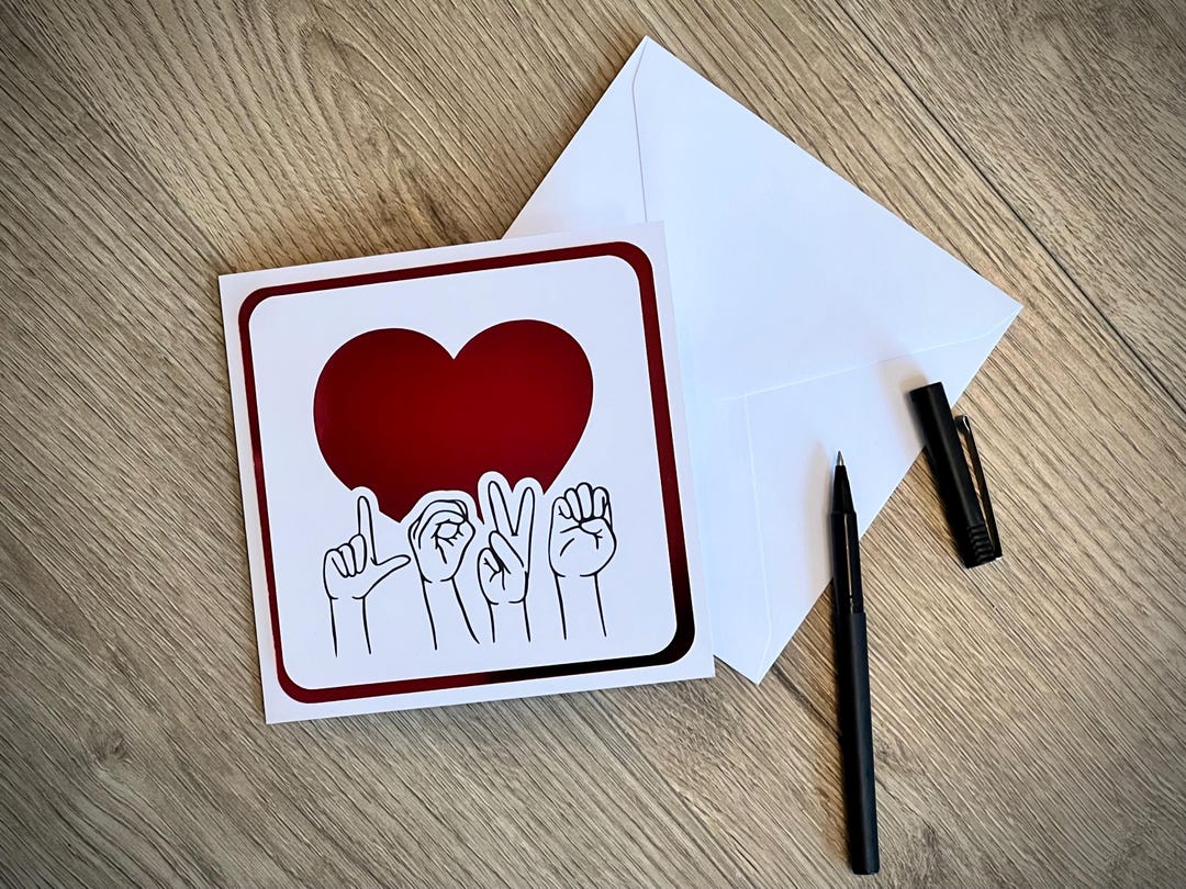 Sign Language Valentines Day Card Home-made Card Valentines Day Card ...