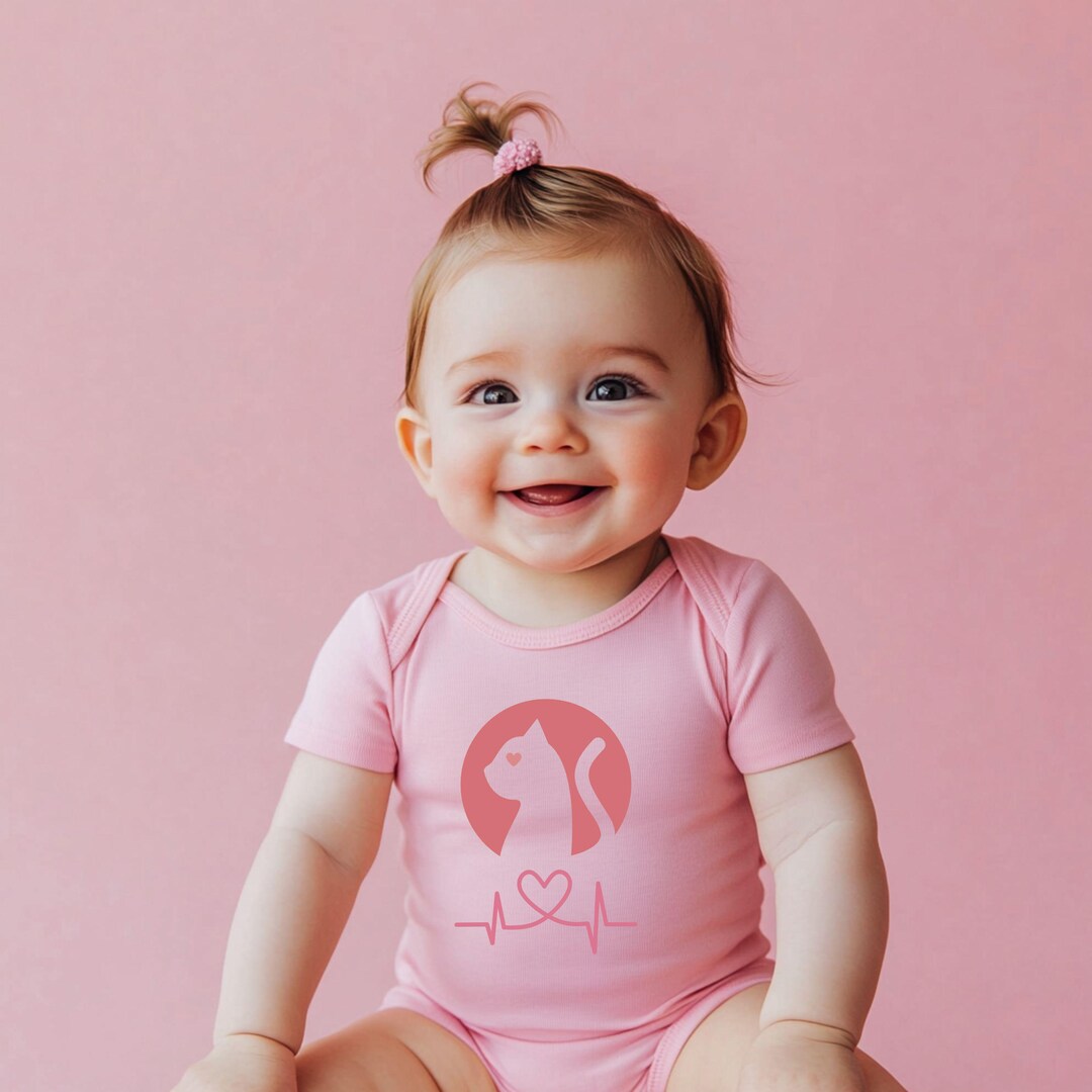 Isker Wonderland: Pink Illustrative Cat Infant Bodysuit - Etsy