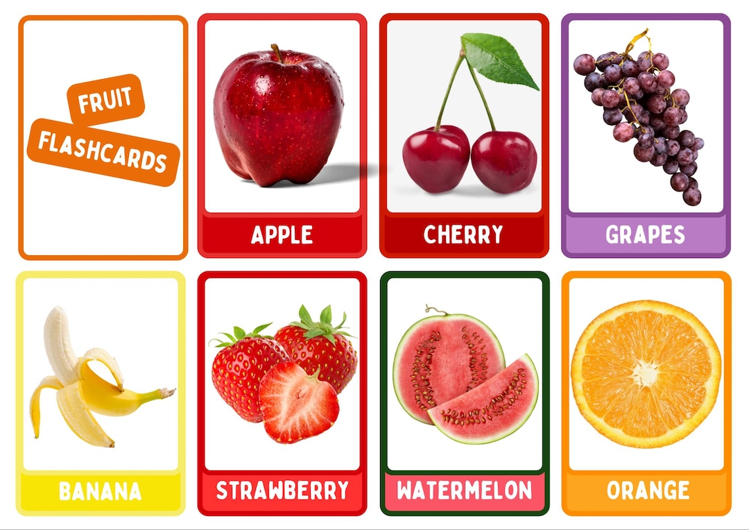 Fruit Flashcards Realistic Version - Etsy