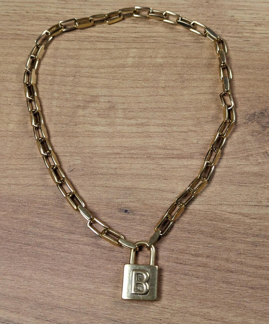 Balenciaga Gold Rolo Chain Lock Pendant Necklace - Etsy