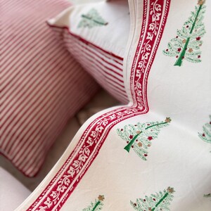Christmas Hand Block Print Table Runner Handmade Christmas Tree Table ...