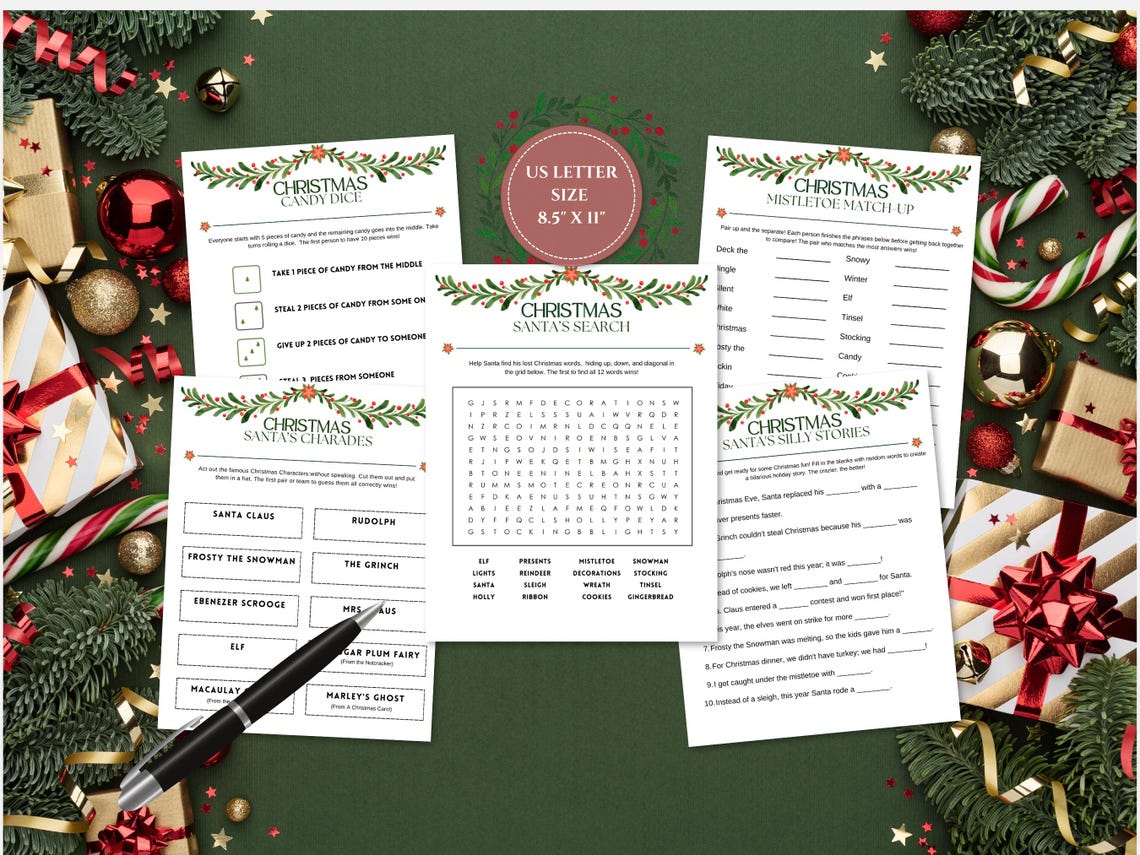 Christmas Game Bundle, Printable Christmas Games, Fun Family Holiday ...