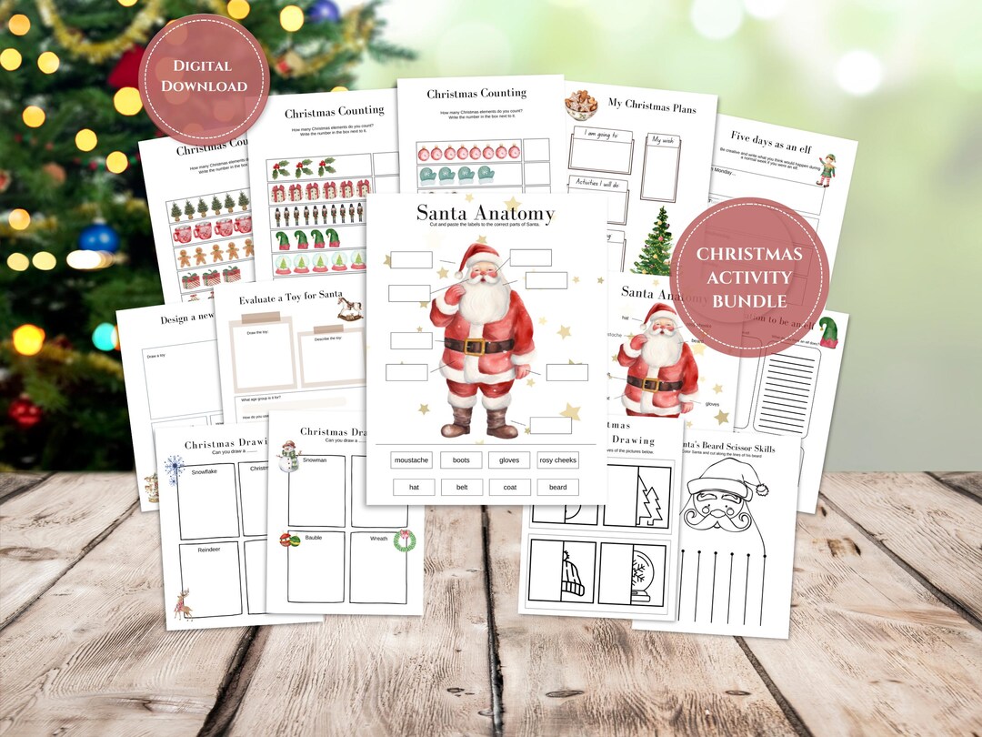 Christmas Activity Bundle, Printable Christmas Activity Pages for Kids ...