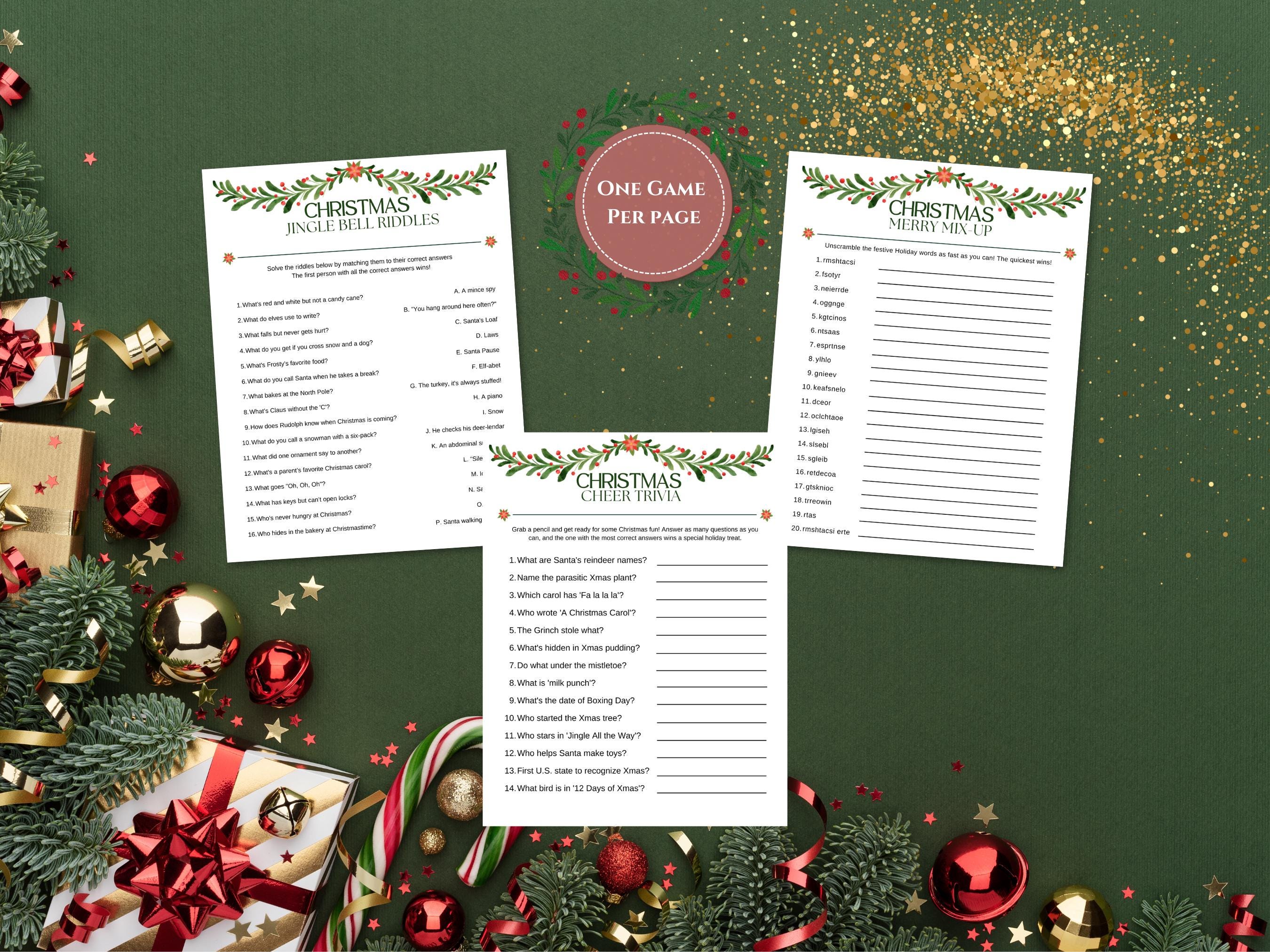 Christmas Game Bundle, Printable Christmas Games, Fun Family Holiday ...