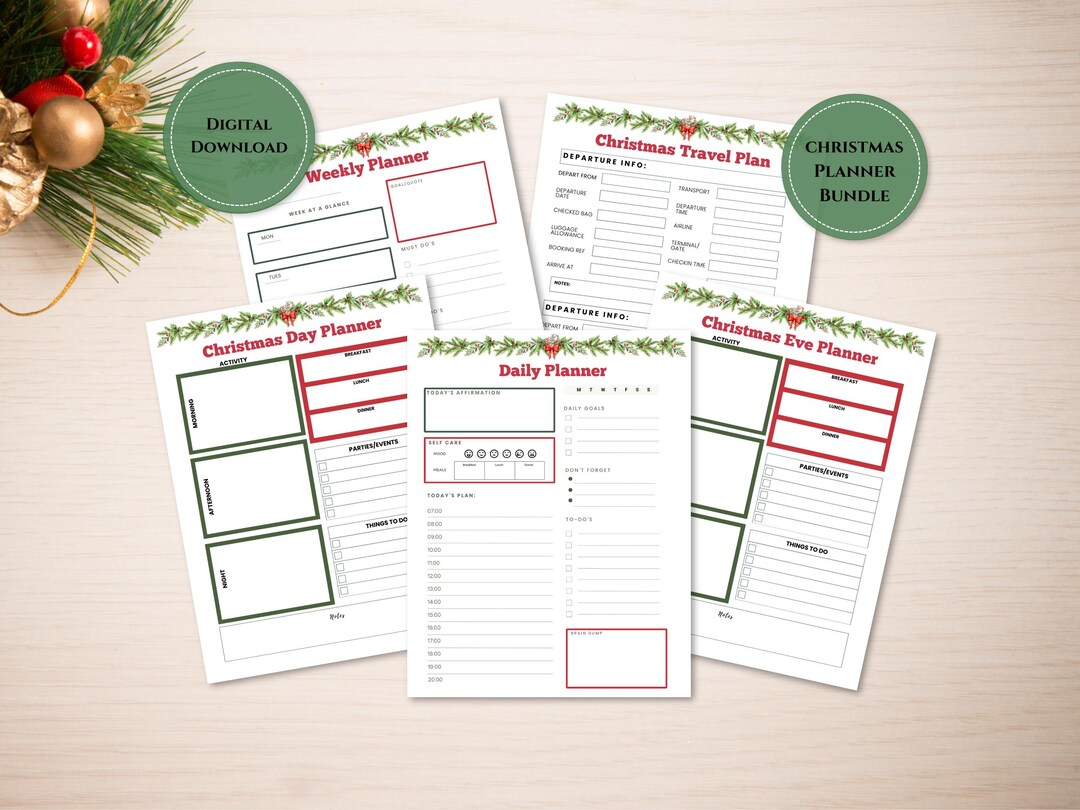 Printable Christmas Planner Bundle, Holiday Gift Planner, Christmas ...