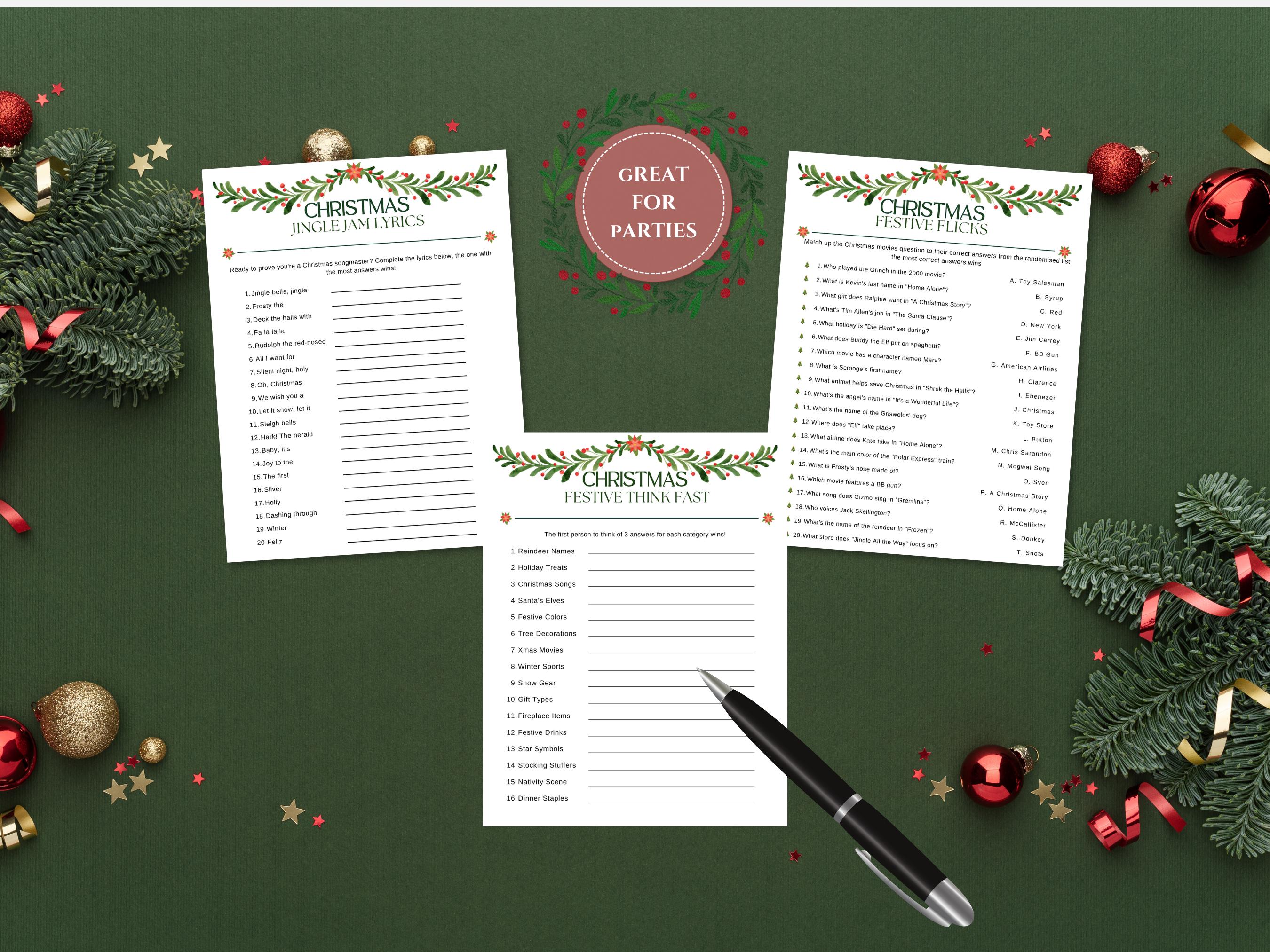 Christmas Game Bundle, Printable Christmas Games, Fun Family Holiday ...